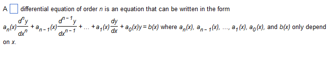 Solved A differential equation of order n is an equation | Chegg.com
