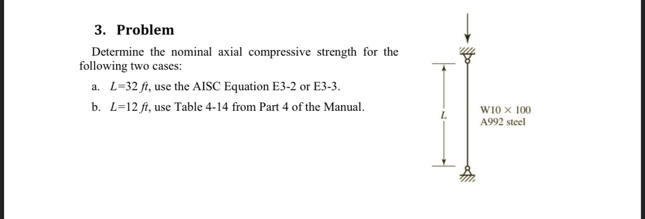 Solved 3. Problem Determine the nominal axial compressive | Chegg.com