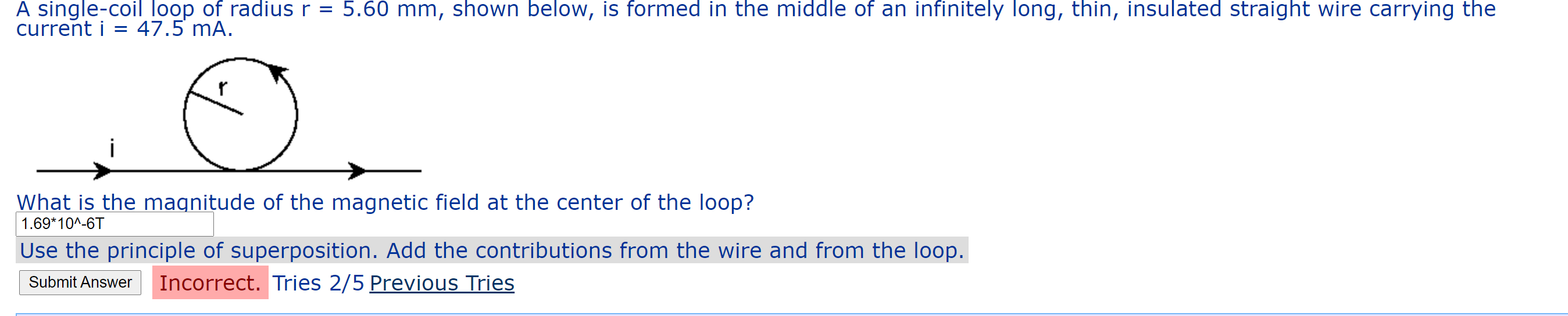 Solved A single-coil loop of radius r = 5.60 mm, shown | Chegg.com