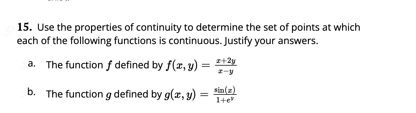 Solved 15. Use the properties of continuity to determine the | Chegg.com