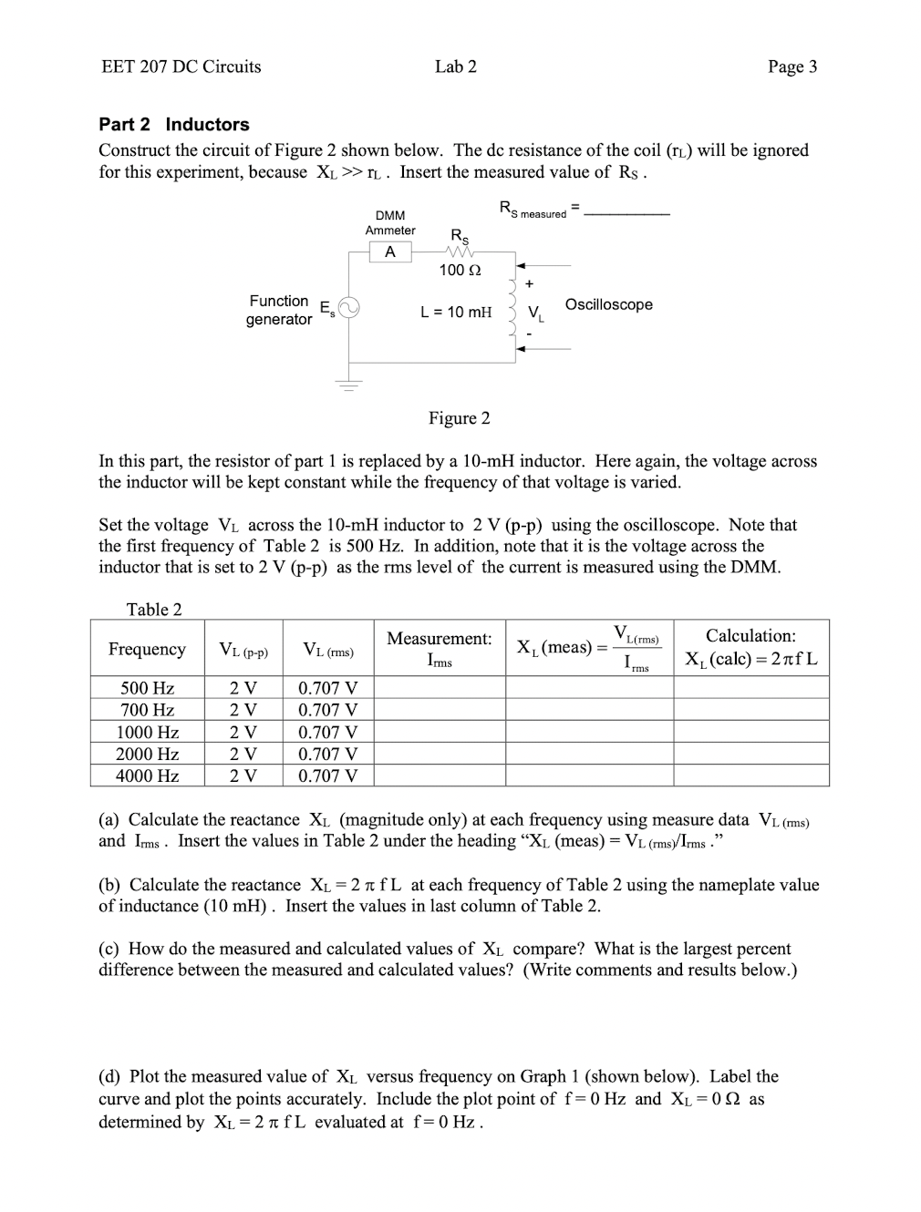 Solved EET 207 DC Circuits Lab 2 Page 3 Part 2 Inductors | Chegg.com