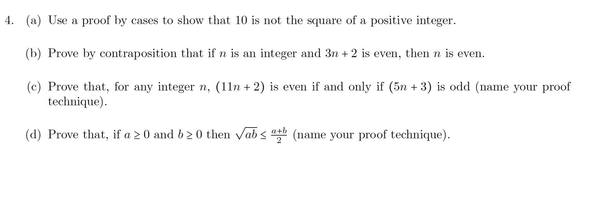 Solved 4. (a) Use a proof by cases to show that 10 is not | Chegg.com