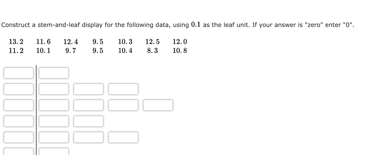 Solved Construct a stem-and-leaf display for the following | Chegg.com