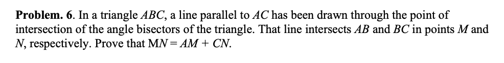 Solved Problem. 6. In a triangle ABC, a line parallel to AC | Chegg.com