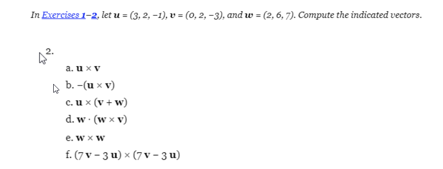 Solved In Exercises 1-2, let u =(3, 2,-1), v = (0, 2, -3), | Chegg.com Solved In Exercises 1-2, let u =(3, 2,-1), v = (0, 2, -3), | Chegg.com
