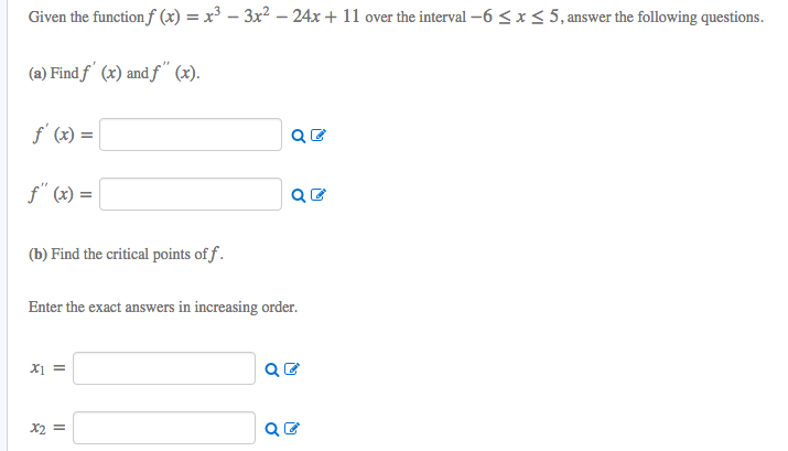 Solved Given the function f (x) = x3 – 3x2 – 24x + 11 over | Chegg.com