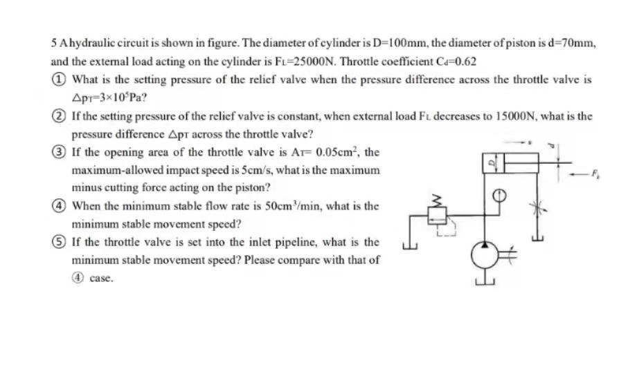 Solved 5 A hydraulic circuit is shown in figure. The | Chegg.com