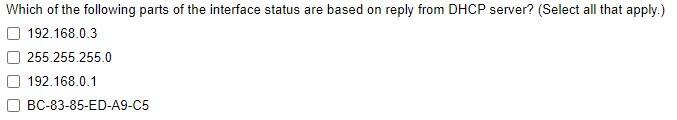 Solved The status of a network interface before DHCP request | Chegg.com