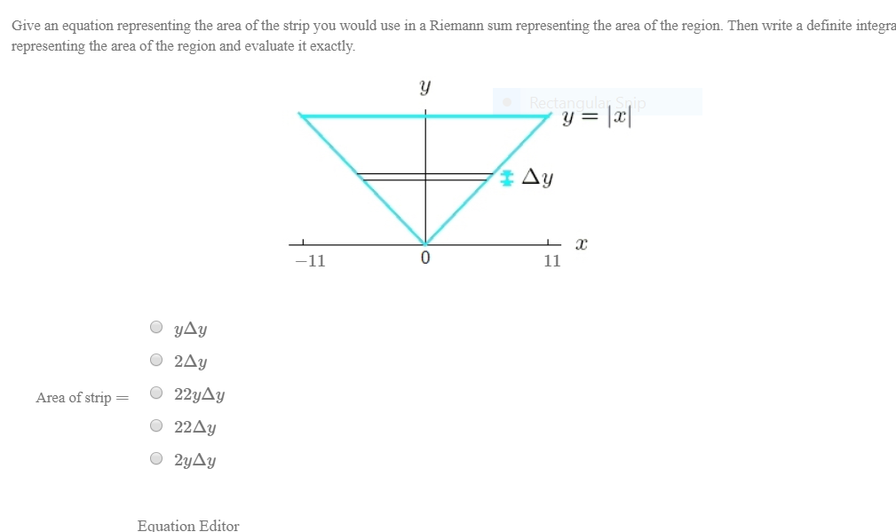 Solved Give an equation representing the area of the strip | Chegg.com