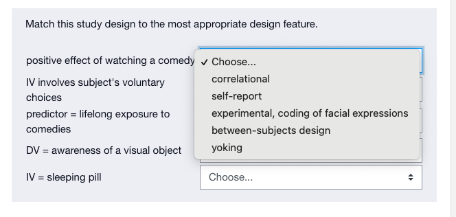 Match this study design to the most appropriate | Chegg.com