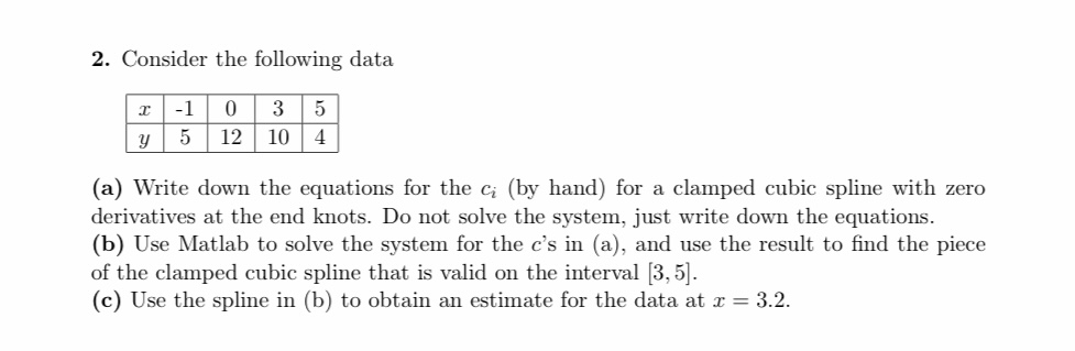 Solved 2. Consider the following data (a) Write down the | Chegg.com