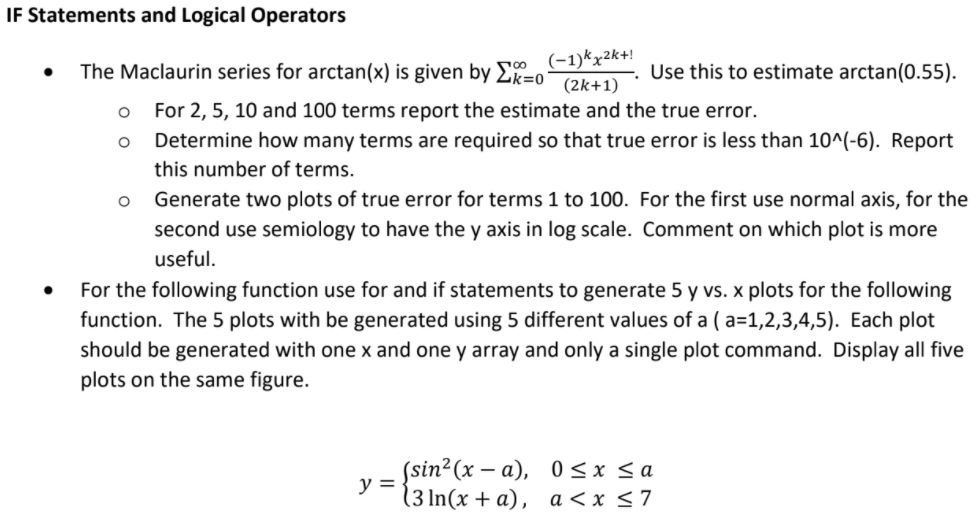 Solved Use Matlab to complete the following two tasks. Each | Chegg.com