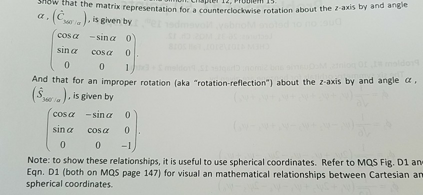 Solved how that the matrix representation for a | Chegg.com