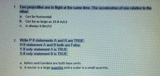 Solved 1. Two projectiles are in flight at the same time. | Chegg.com