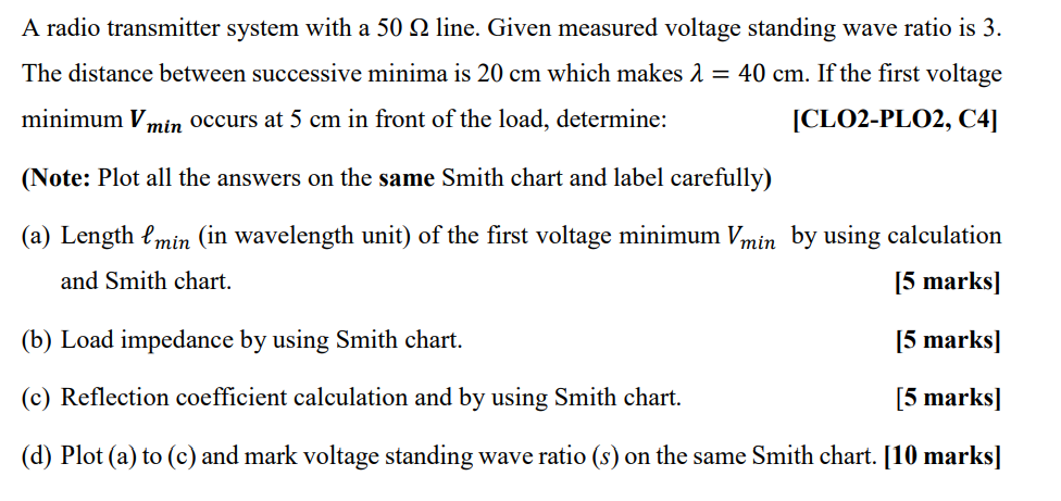 Solved A radio transmitter system with a 50 12 line. Given | Chegg.com