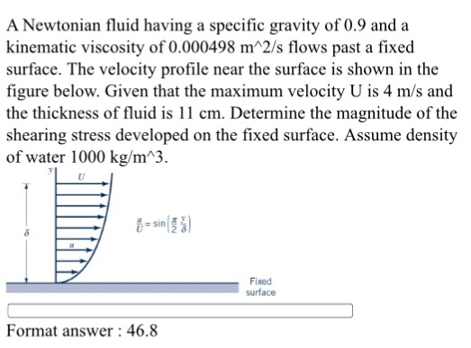Solved A Newtonian fluid having a specific gravity of 0.9 | Chegg.com
