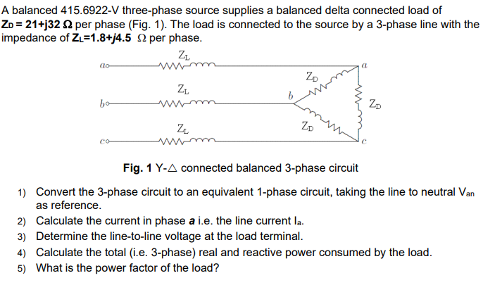 Solved A balanced 415.6922-V three-phase source supplies a | Chegg.com