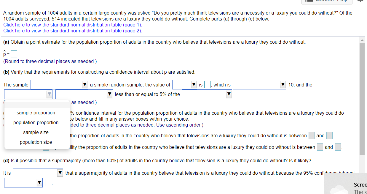 Solved A random sample of 1004 adults in a certain large | Chegg.com