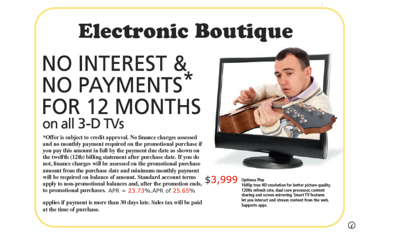 Solved The advertisement for the 3-D TV at the Electronic | Chegg.com