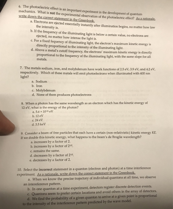 Solved 6. The photoelectric effect is an important | Chegg.com