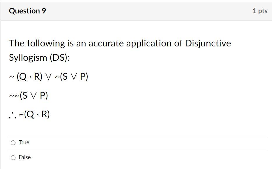 Solved True or False: The following is an | Chegg.com