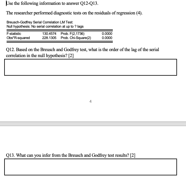 Solved Use the following information to answer Q12-Q13. The | Chegg.com