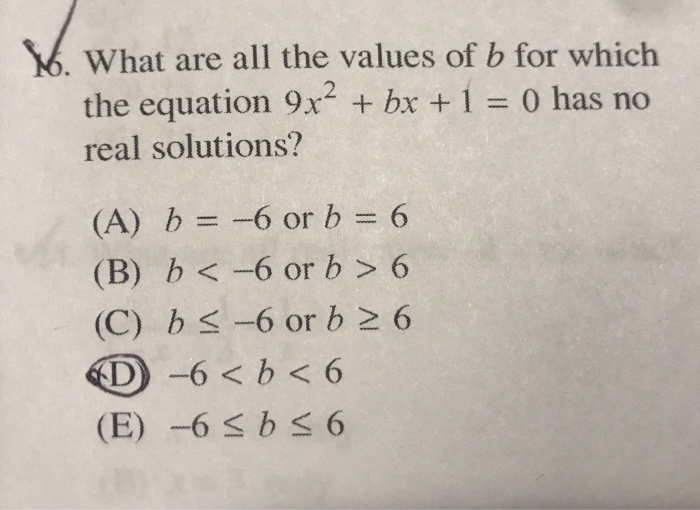 Solved What are all the values of b for which the equation | Chegg.com