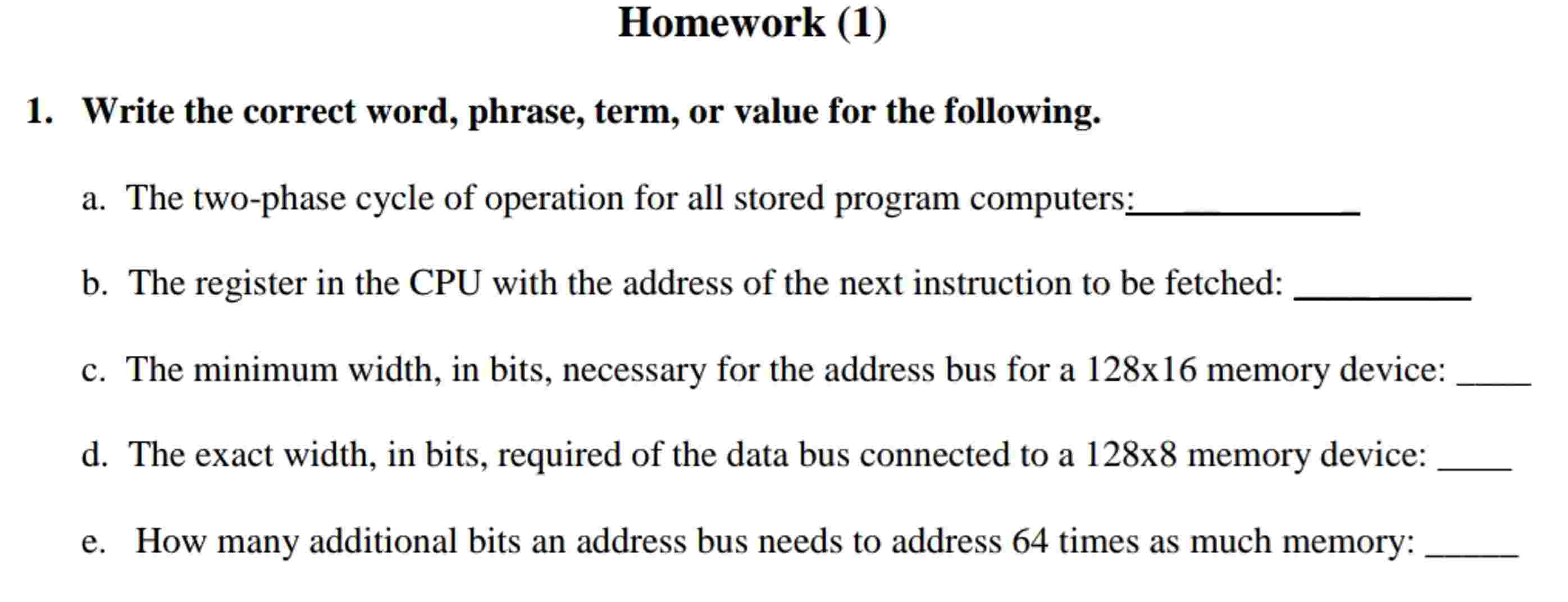 Solved Homework (1)1. ﻿Write the correct word, phrase, term, | Chegg.com