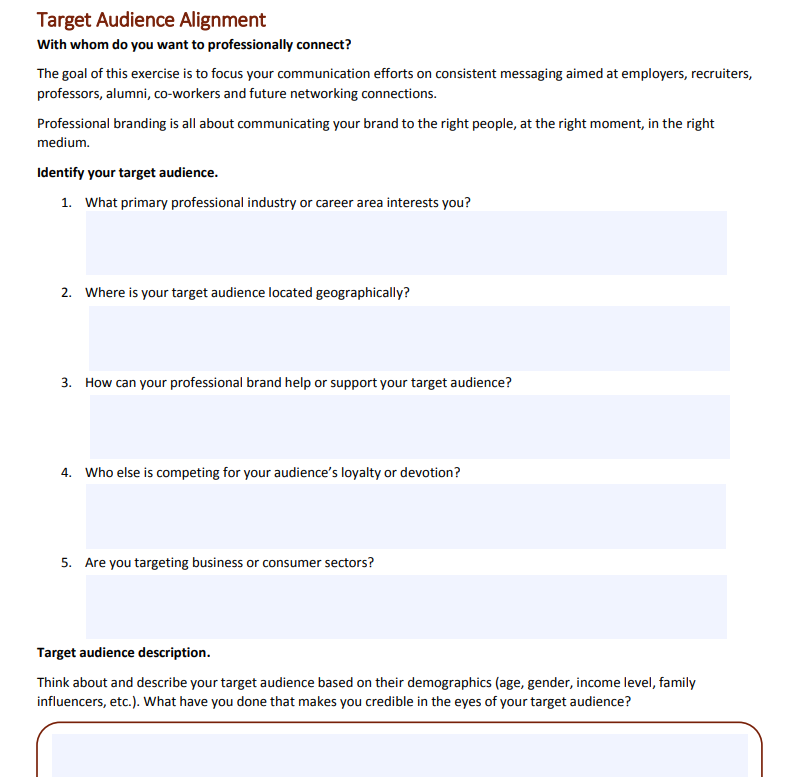 Solved Target Audience Alignment With whom do you want to | Chegg.com