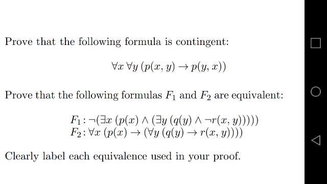 Solved Prove that the following formula is contingent: YxVy | Chegg.com