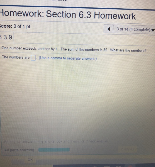 Solved Homework Section 6 3 Homework Core 0 Of 1 Pt 3 9