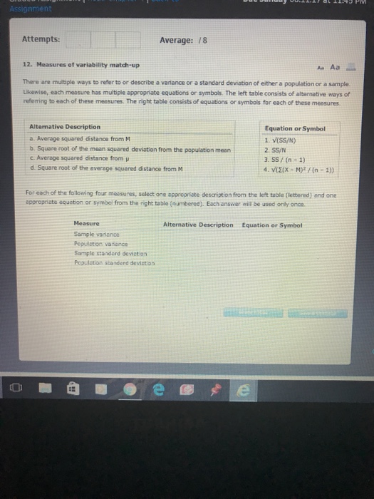 Solved Measures of variability match-up There are multiple | Chegg.com
