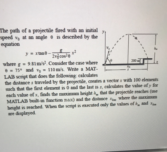 Solved The path of a projectile fired with an initial y | Chegg.com