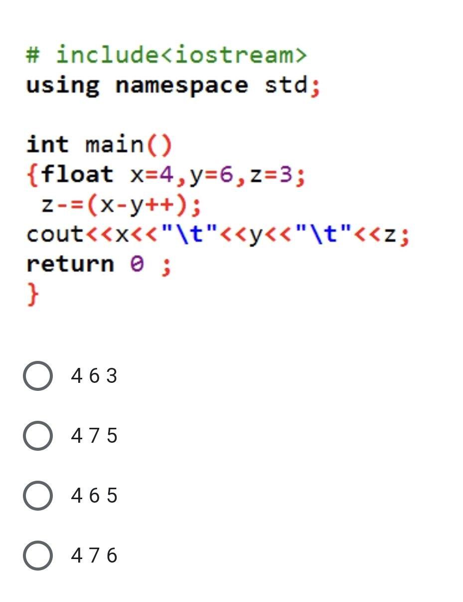 Solved # include using namespace std; int main() {float x=4, | Chegg.com