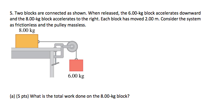 Solved 5. Two blocks are connected as shown. When released, | Chegg.com
