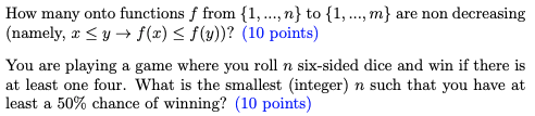 Solved How many onto functions f from {1,…,n} to {1,…,m} are | Chegg.com