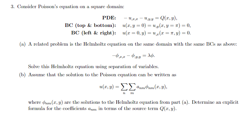 Solved 3. Consider Poisson's equation on a square domain: BC | Chegg.com
