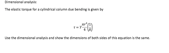 Solved Dimensional analysis: The elastic torque for a | Chegg.com