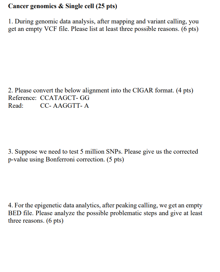 Solved Cancer genomics \& Single cell (25 pts) 1. During | Chegg.com