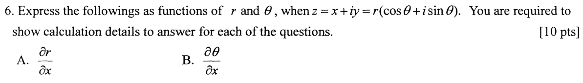 Solved 6. Express the followings as functions of r and 0, | Chegg.com