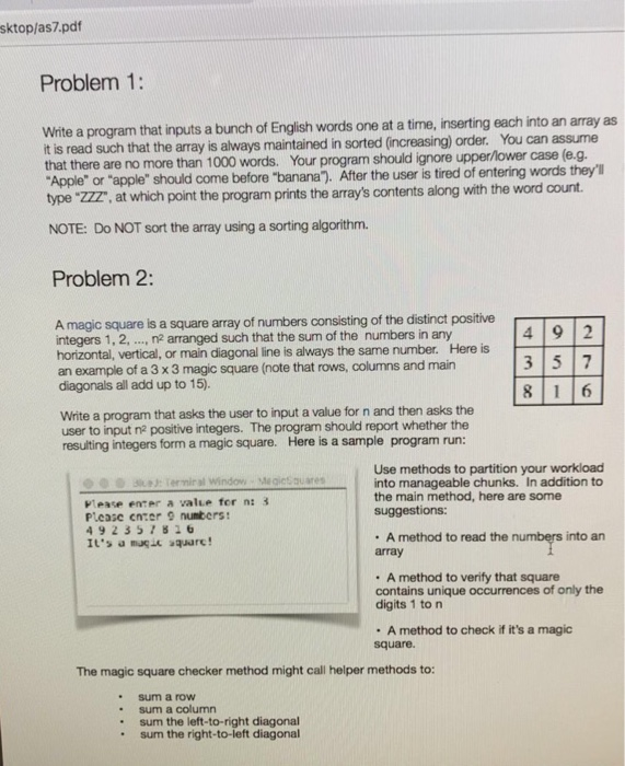 Solved sktop/as7.pdf Problem 1: White a program that inputs | Chegg.com