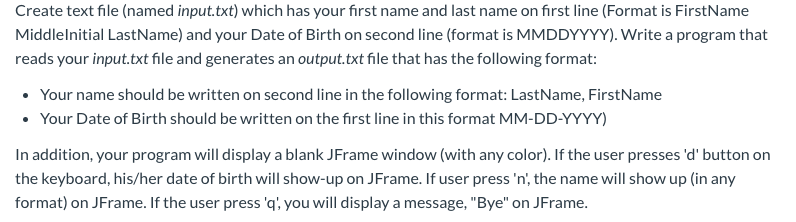 Create text file (named input.txt) which has your | Chegg.com