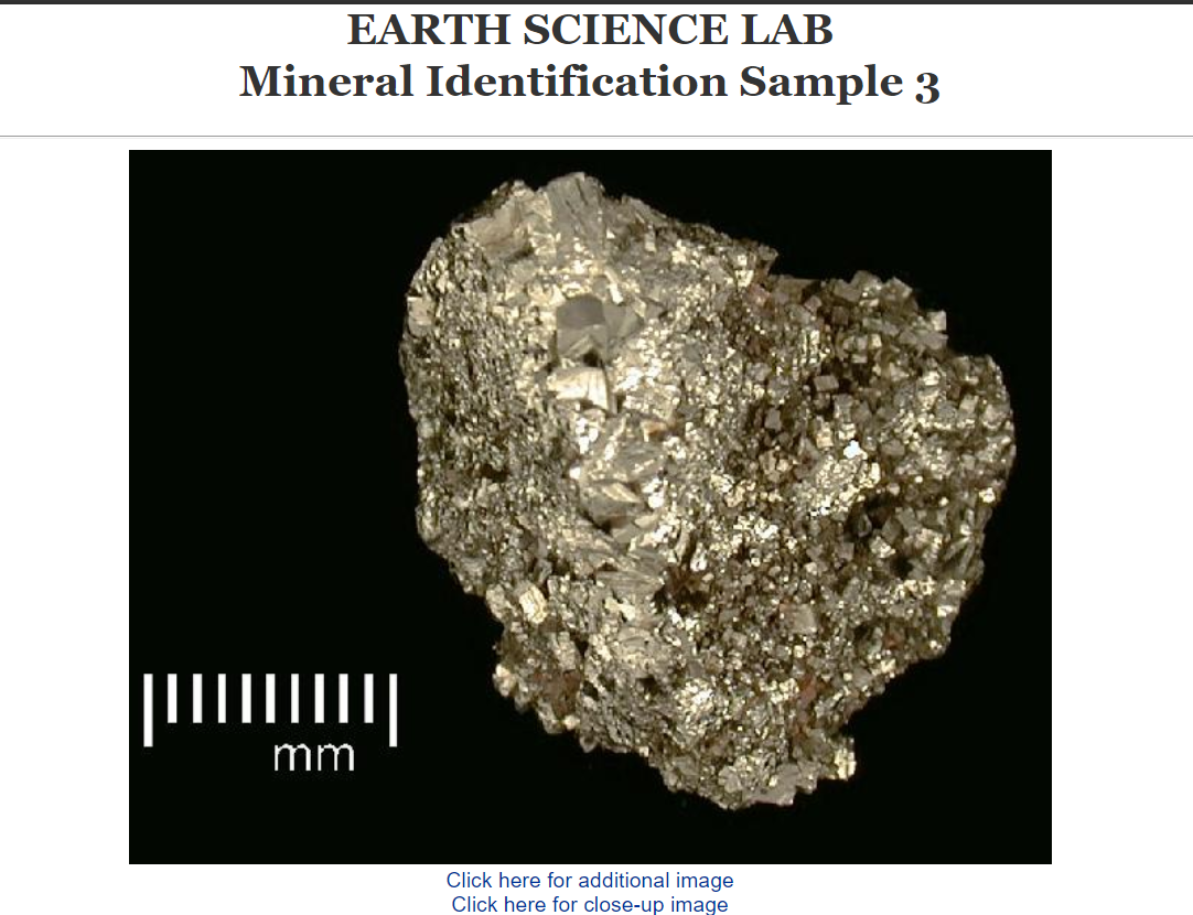 Solved EARTH SCIENCE LAB Mineral Identification Sample 1 mm | Chegg.com