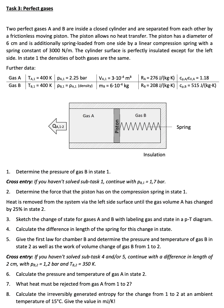 Solved Two perfect gases A and B are inside a closed | Chegg.com