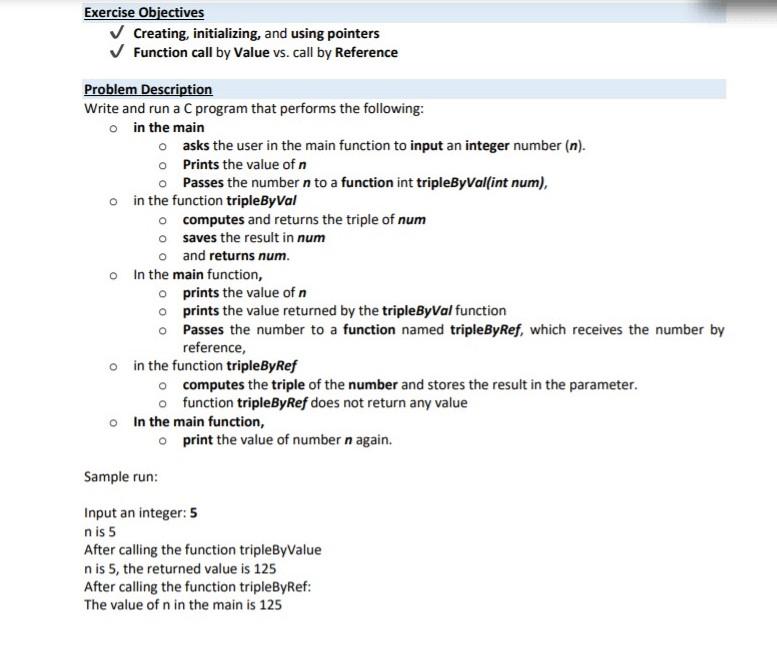 Solved Exercise Objectives Creating, initializing, and | Chegg.com