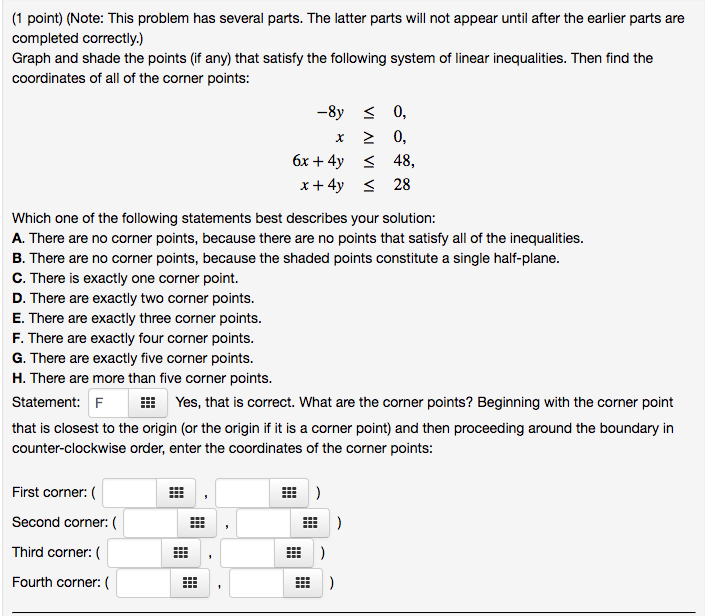 Solved (1 point) (Note: This problem has several parts. The | Chegg.com