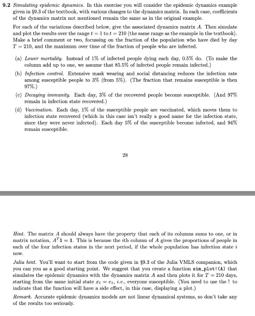 Solved .2 Simulating epidemic dynamics. In this exercise you | Chegg.com