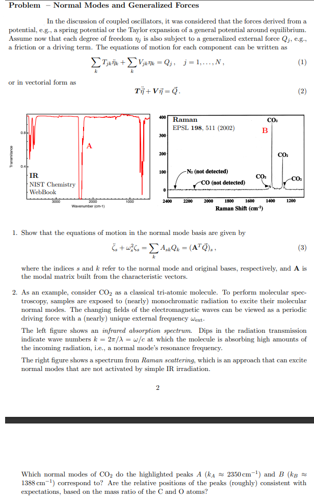 Solved Problem - ﻿Normal Modes and Generalized ForcesIn the | Chegg.com