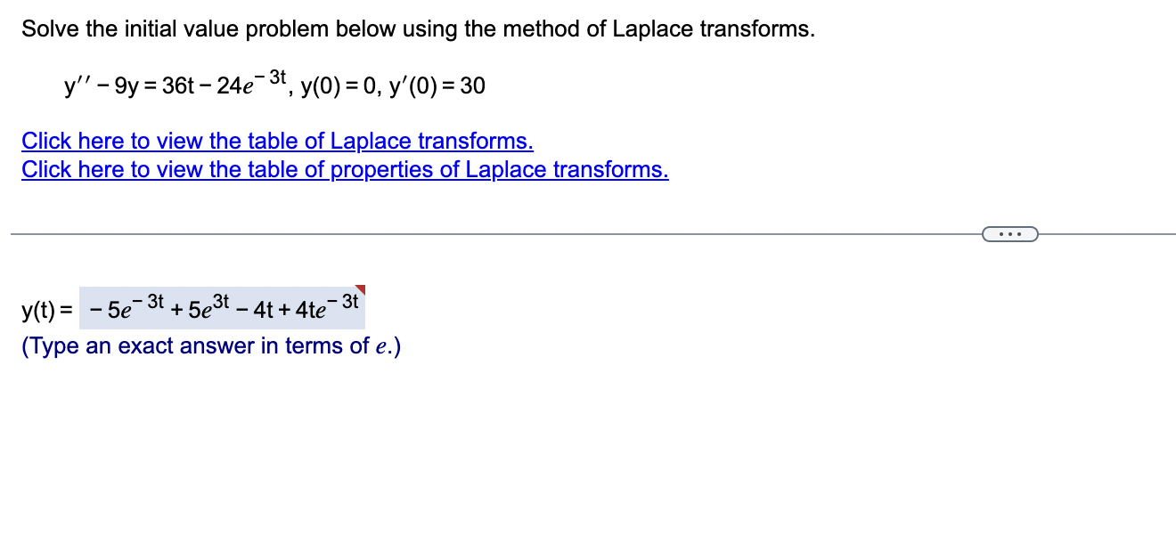 Solved Solve the initial value problem below using the | Chegg.com