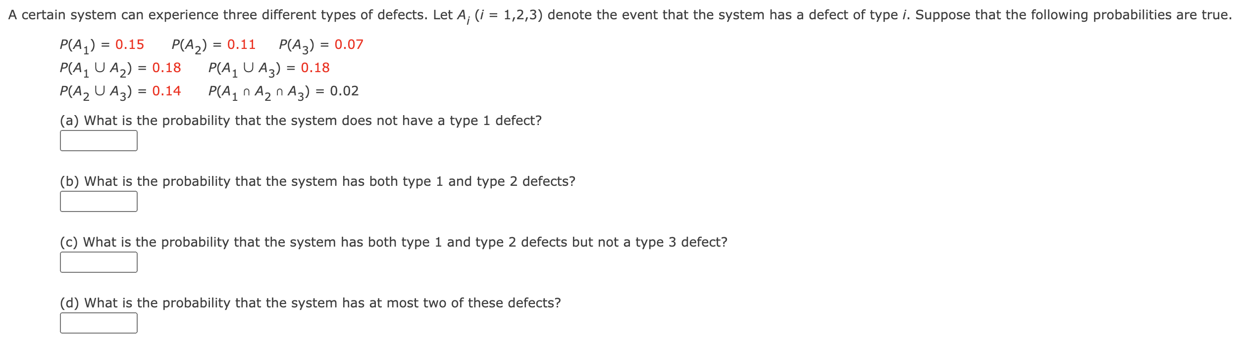 Solved A certain system can experience three different types | Chegg.com